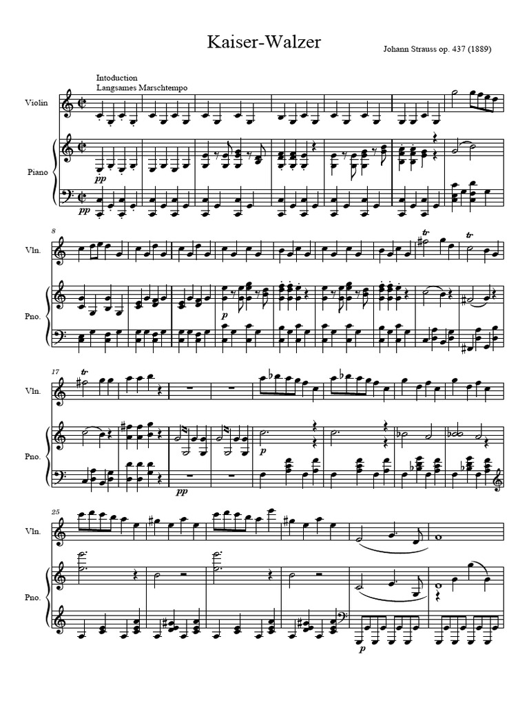 Strauss Kaiser-Walzer Violine, Klavier | PDF