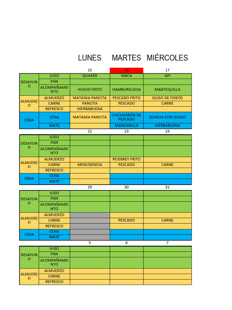 Plan Comidas | PDF | Panes | Cocinando
