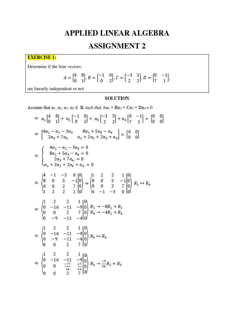 ALA - ASSIGNMENT 2 - Solution | PDF | Applied Mathematics | Abstract ...