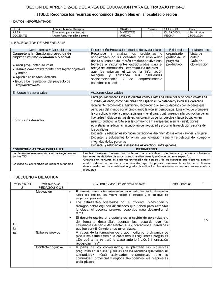 Ses Aprend - 1 G EPT N04 2024 DMC | PDF | Maestros | Enseñando