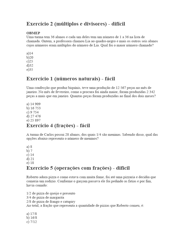 Exercício 1 - obmep | PDF