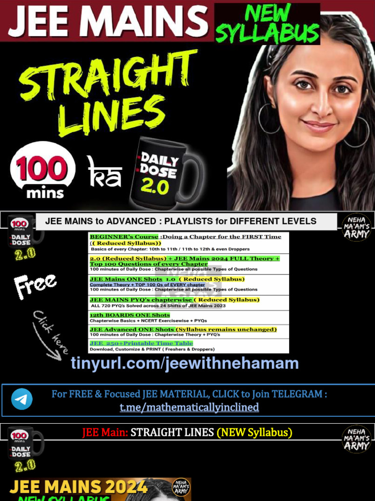 2.0 Jee (Main) Straight Lines (New Syllabus) | PDF | Line (Geometry ...