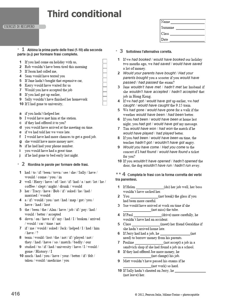 Third Conditional Exercises and Examples | PDF