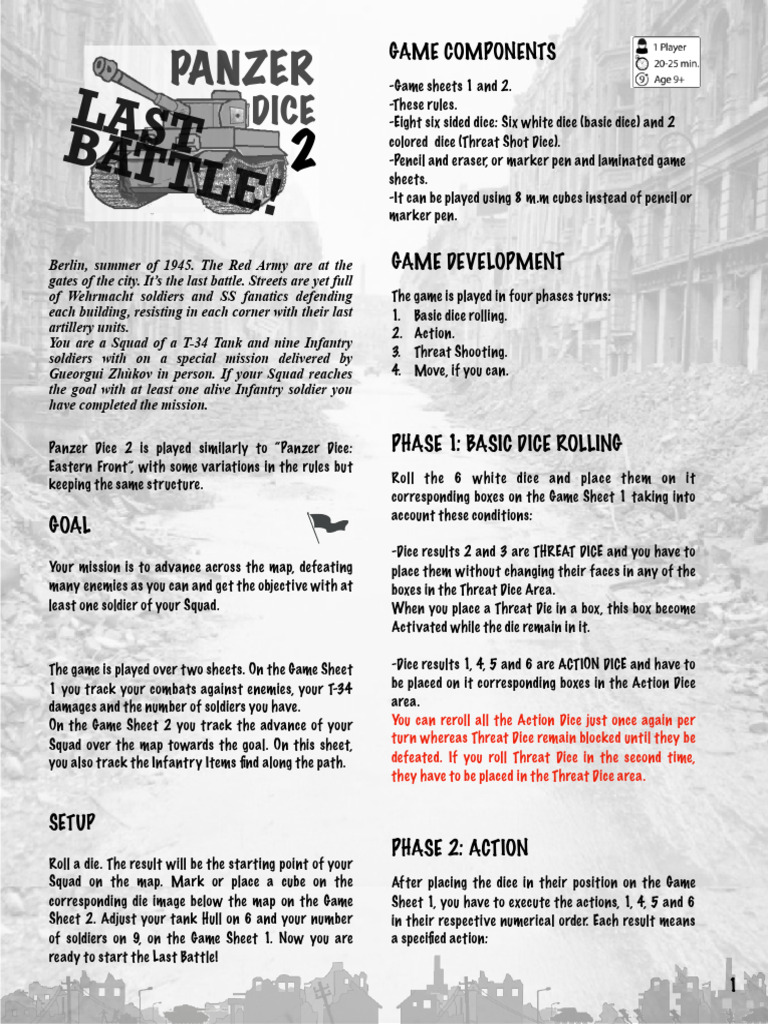 Panzer Dice 2 Last Battle | PDF | Dice | Tanks