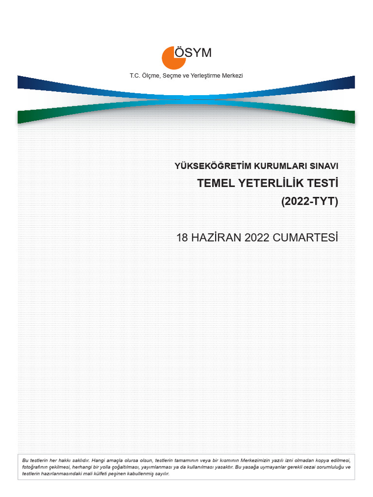 Filigransız Yks 2022 Tyt | PDF