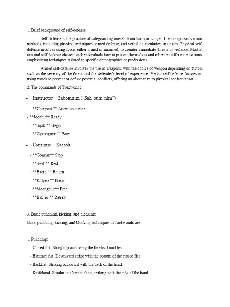 Self Defense Pdf Self Defense Individual Sports
