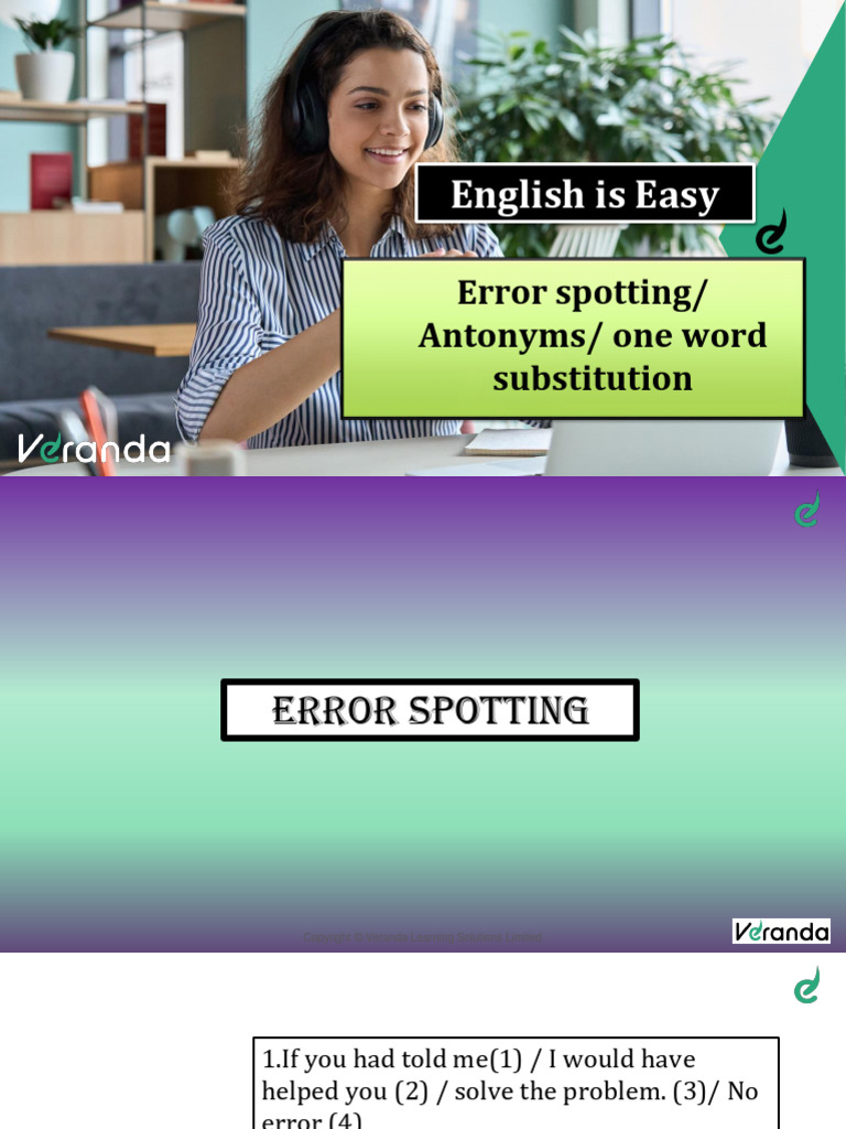 E.Spotting, Antonyms, One Word Substitution | PDF | Psychology