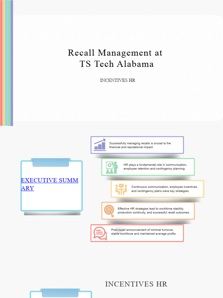 Recall Management at TS Tech Alabama: Incentives HR | Download Free PDF ...