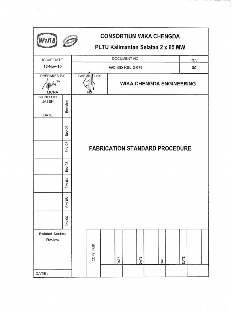 Fabrication Standard Procedure | PDF