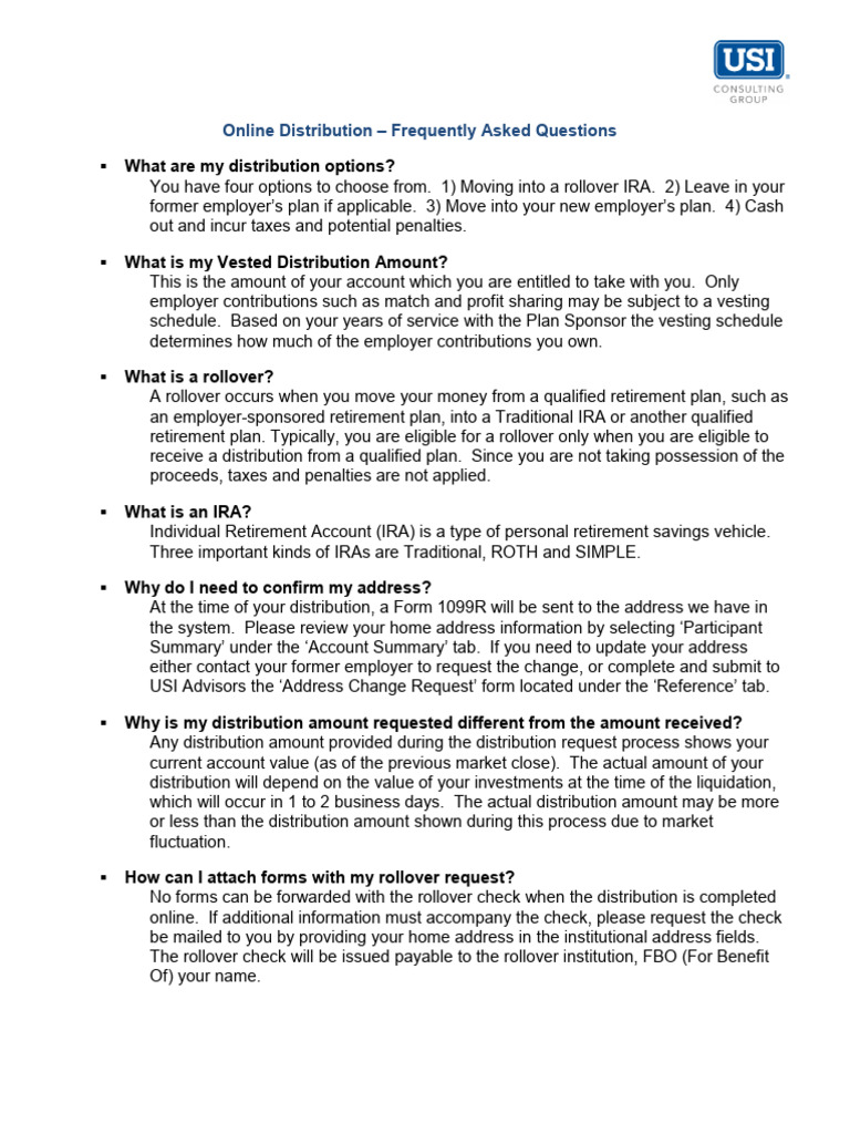 Retirement Plan Distribution FAQs | PDF | Individual Retirement Account ...