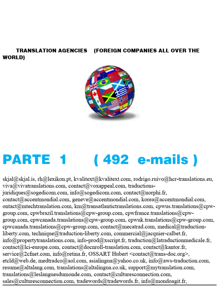COMPACT LIST Translation Agencies (All Over The World) | PDF