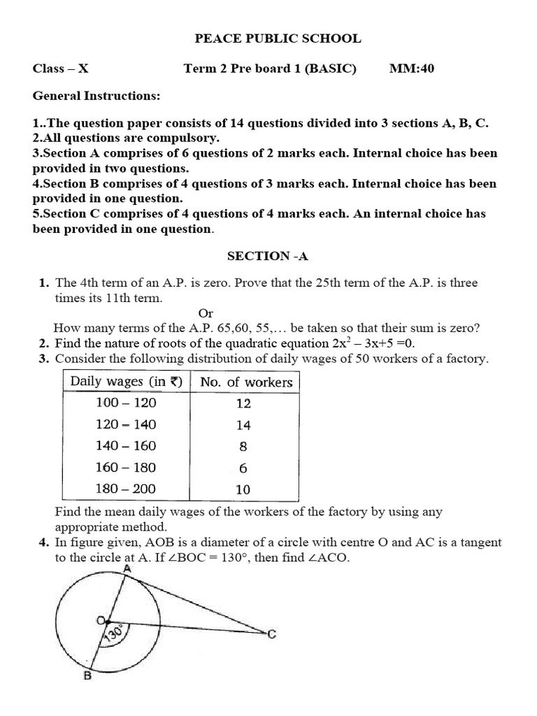 X Class Preboard 1 | PDF | Circle | Area