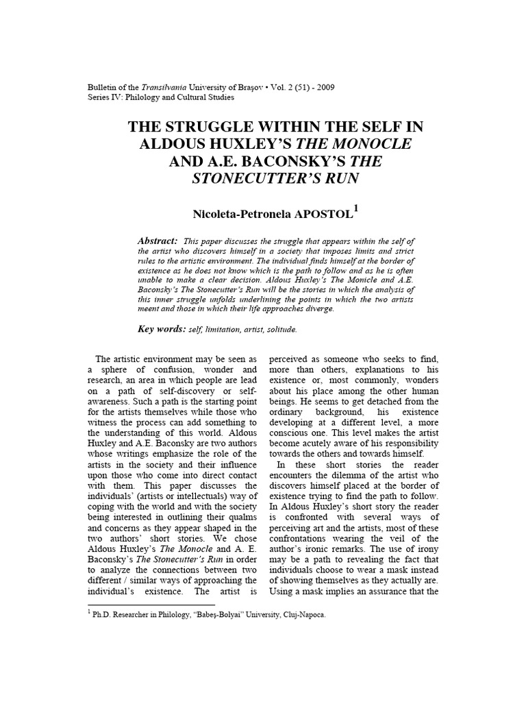 The Struggle Within The Self in Aldous Huxley'S The Monocle and A.E ...