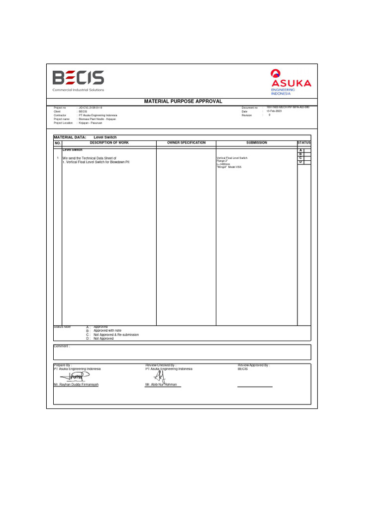 TBI11N02-MECH - PIP-MPA-AEI-080 - 0 MPA Vertical Float Level Switch ...