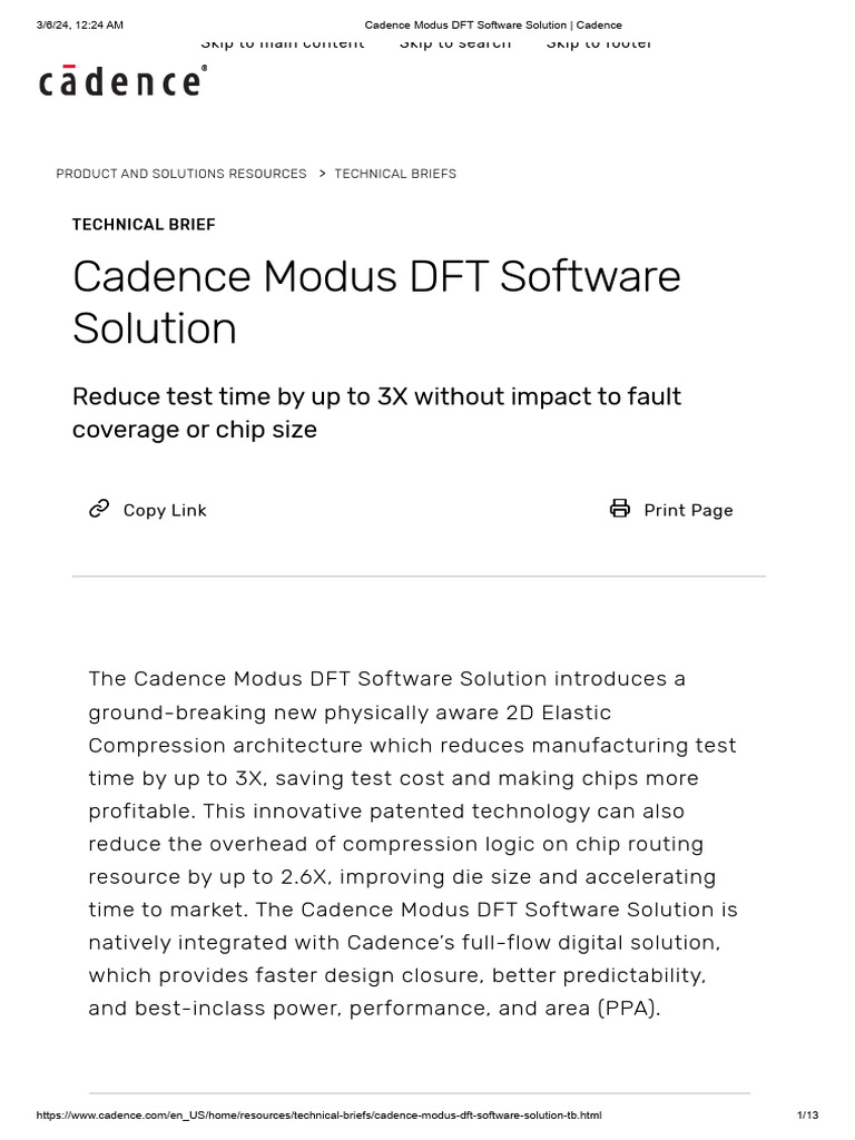 Cadence Modus DFT Software Solution - Cadence | Download Free PDF ...