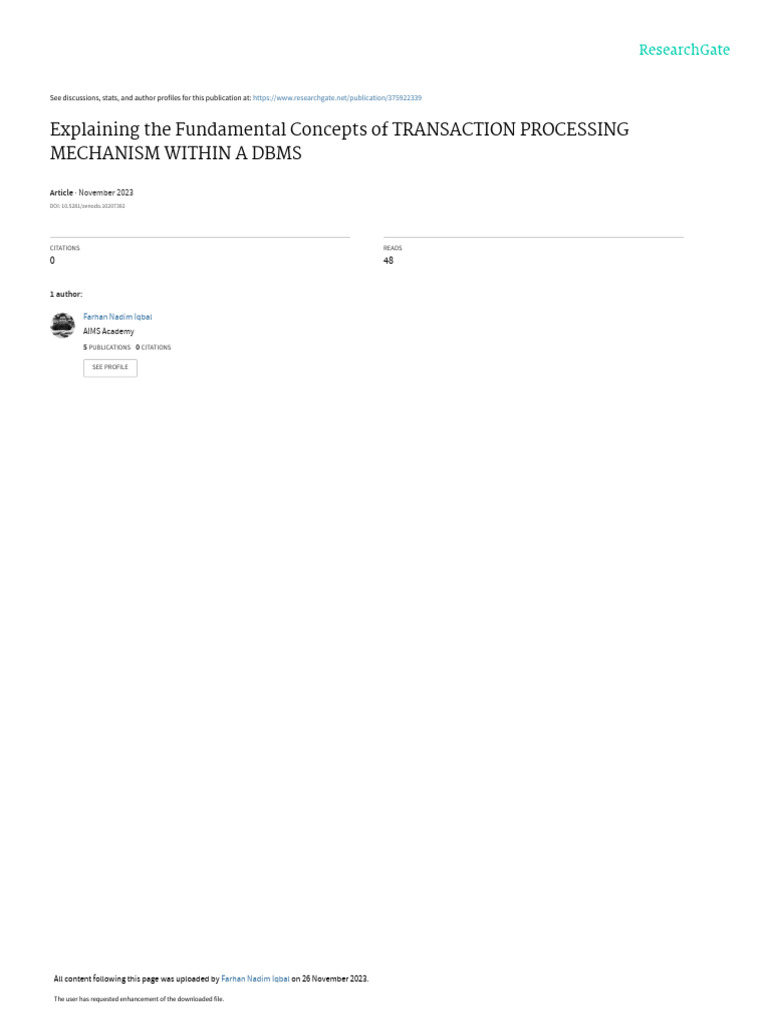 Transaction Processing Concepts | Download Free PDF | Databases | Database Transaction