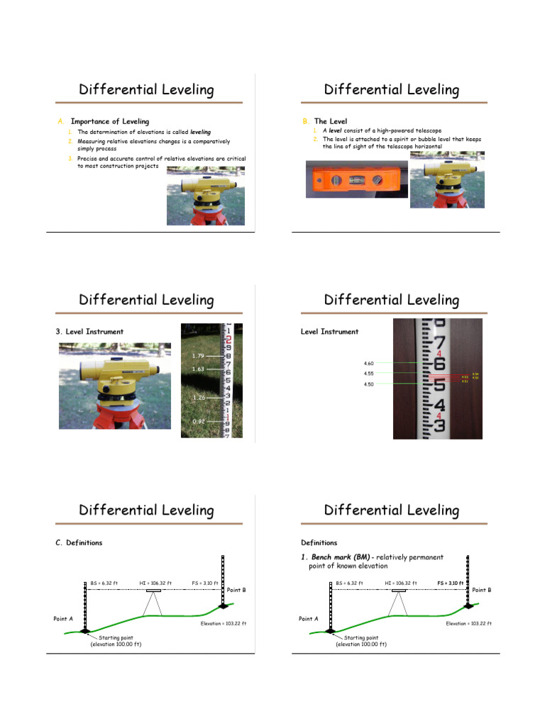 Unit - 1.3 Differnetial Leveling | PDF | Metrology