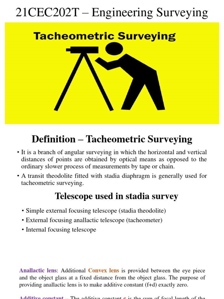 Unit - 1.4 - Tacheometric Surveying | PDF | Surveying | Metrology