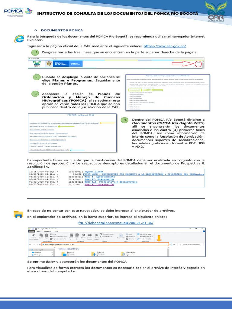 Instructivo de Consulta Documentos Del POMCA | PDF | Cartografía | Informática