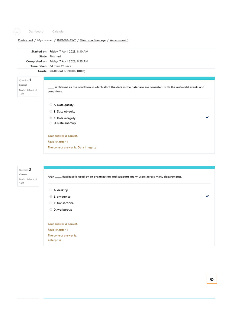 Assessment 4 - Attempt Review | PDF | Databases | Computing