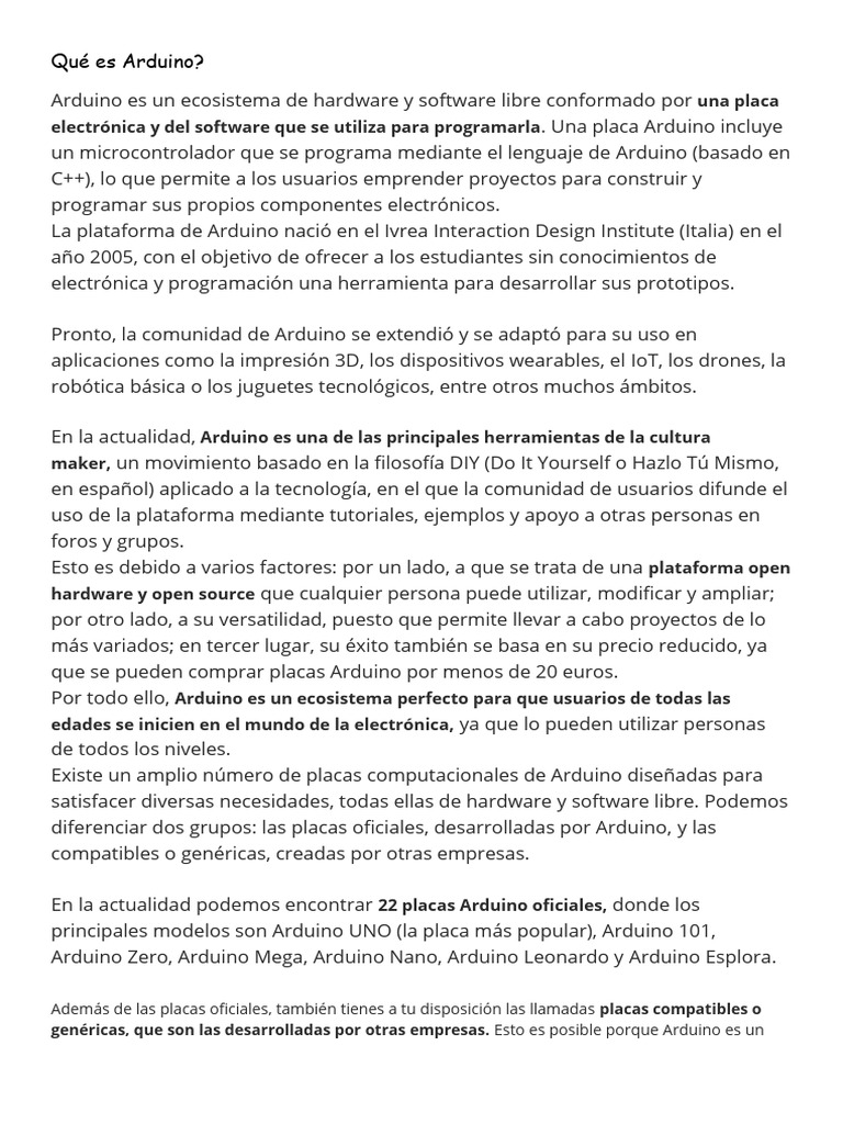 Qué Es Arduino | PDF | Arduino | Informática Qué Es Arduino | PDF | Arduino | Informática