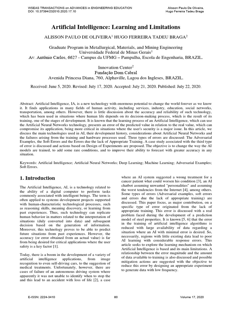 Artificial Intelligence: Learning and Limitations | PDF | Machine Learning | Artificial Intelligence