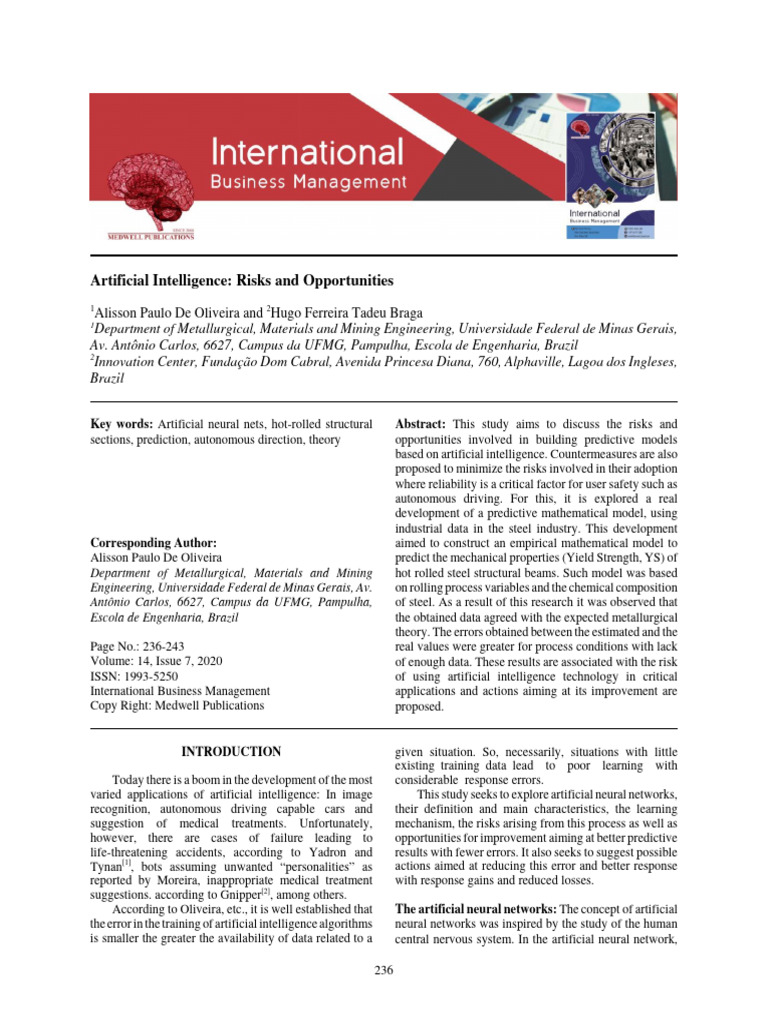 Artificial Intelligence Risks And Opportunities Pdf Artificial