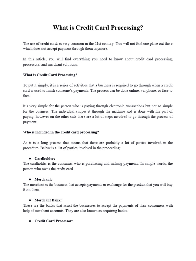 Understanding Credit Card Processing Steps | PDF | Credit Card | Payments