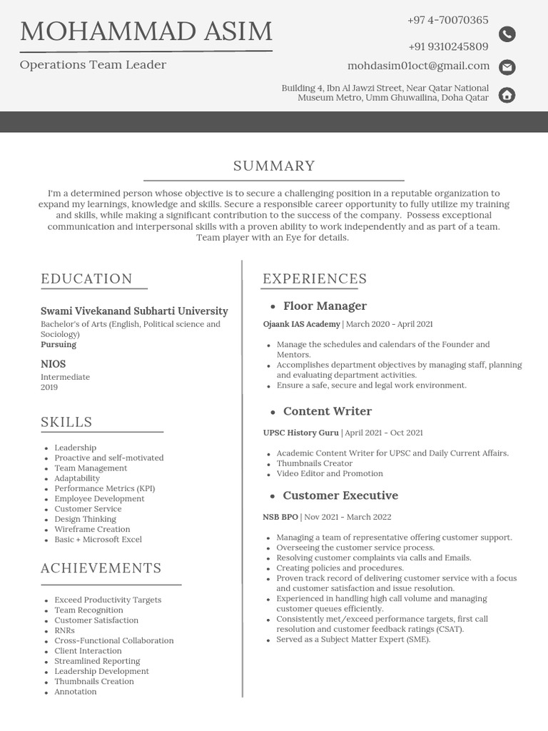 Mohammad Asim Resume | PDF | Leadership | Mentorship