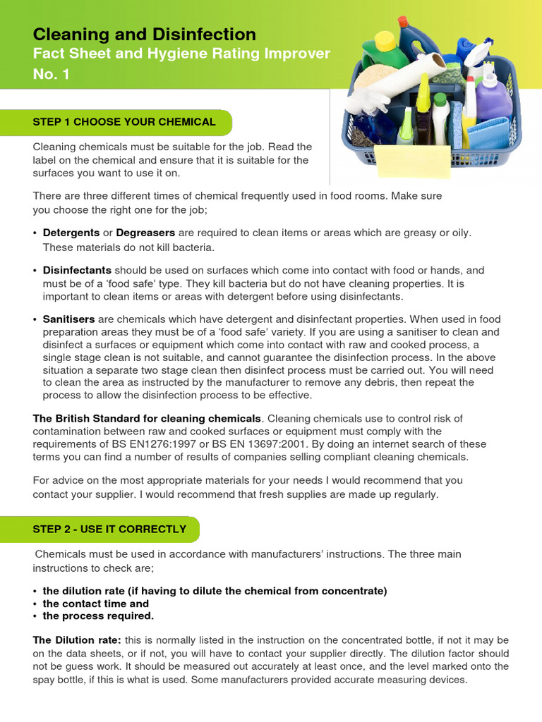 Food Safety: Cleaning & Disinfection Guide | PDF | Disinfectant