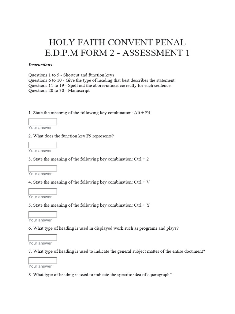 Edpm Form 2-Assessment 1 | PDF | Keyboard Shortcut | Paragraph