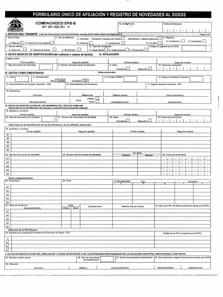 Formulario Eps | PDF