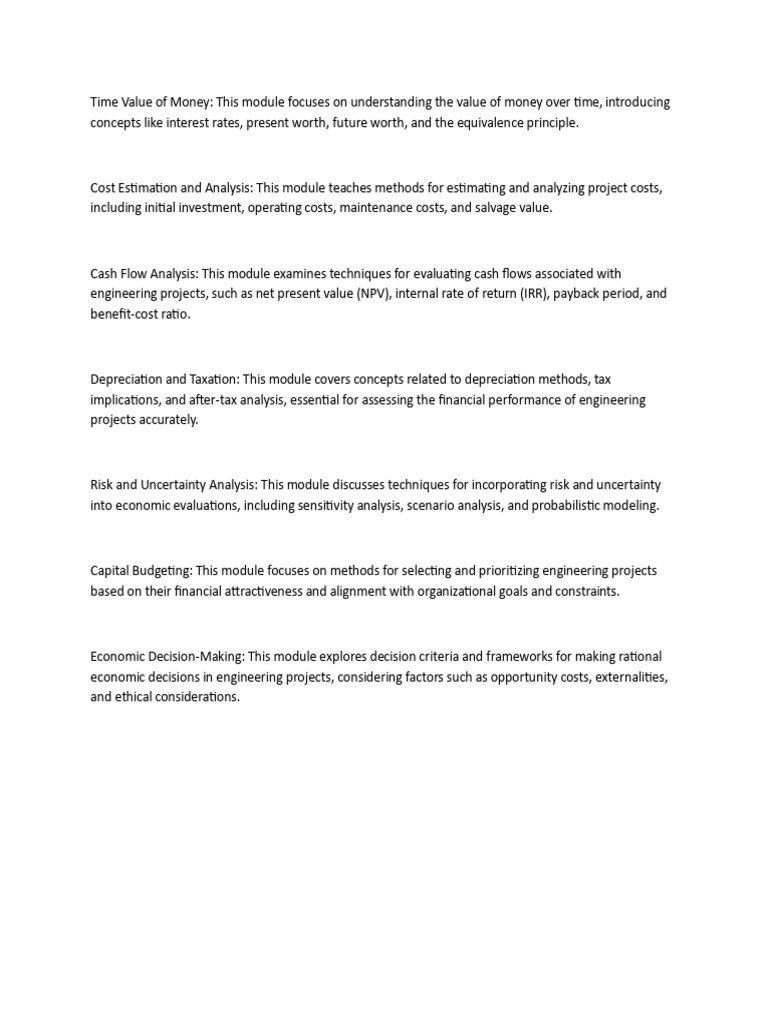 Module Description in Engineering Economy | PDF