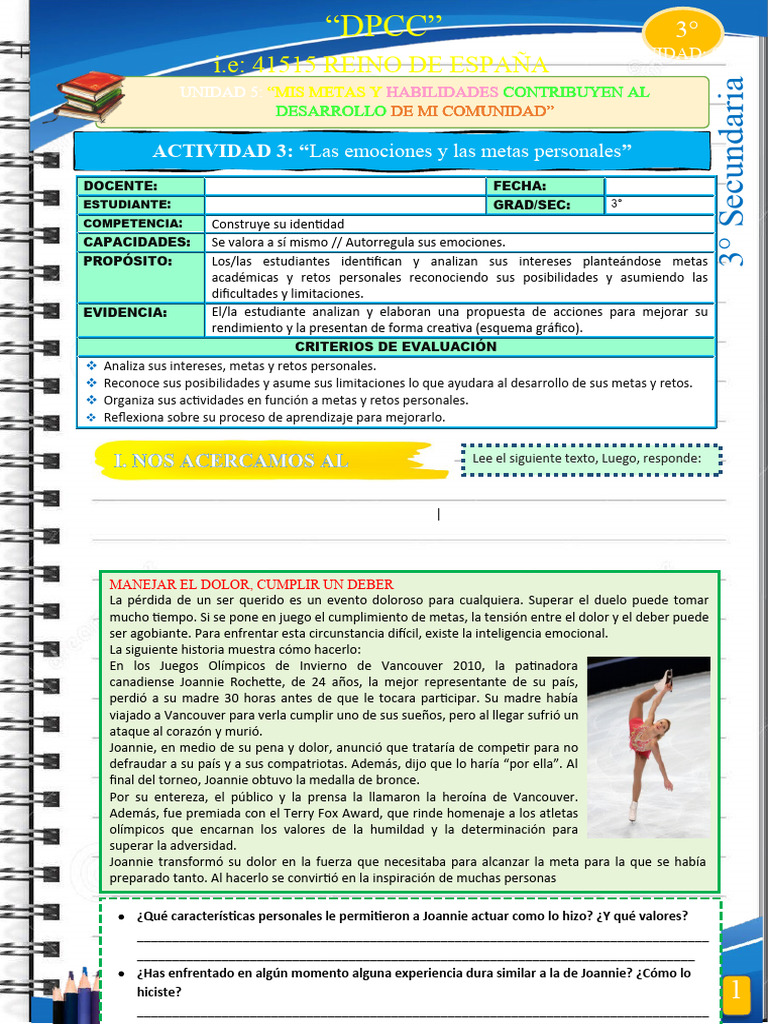 3° DPCC - Actv.03-Unid.5 2023 | PDF | Las emociones | Inteligencia emocional