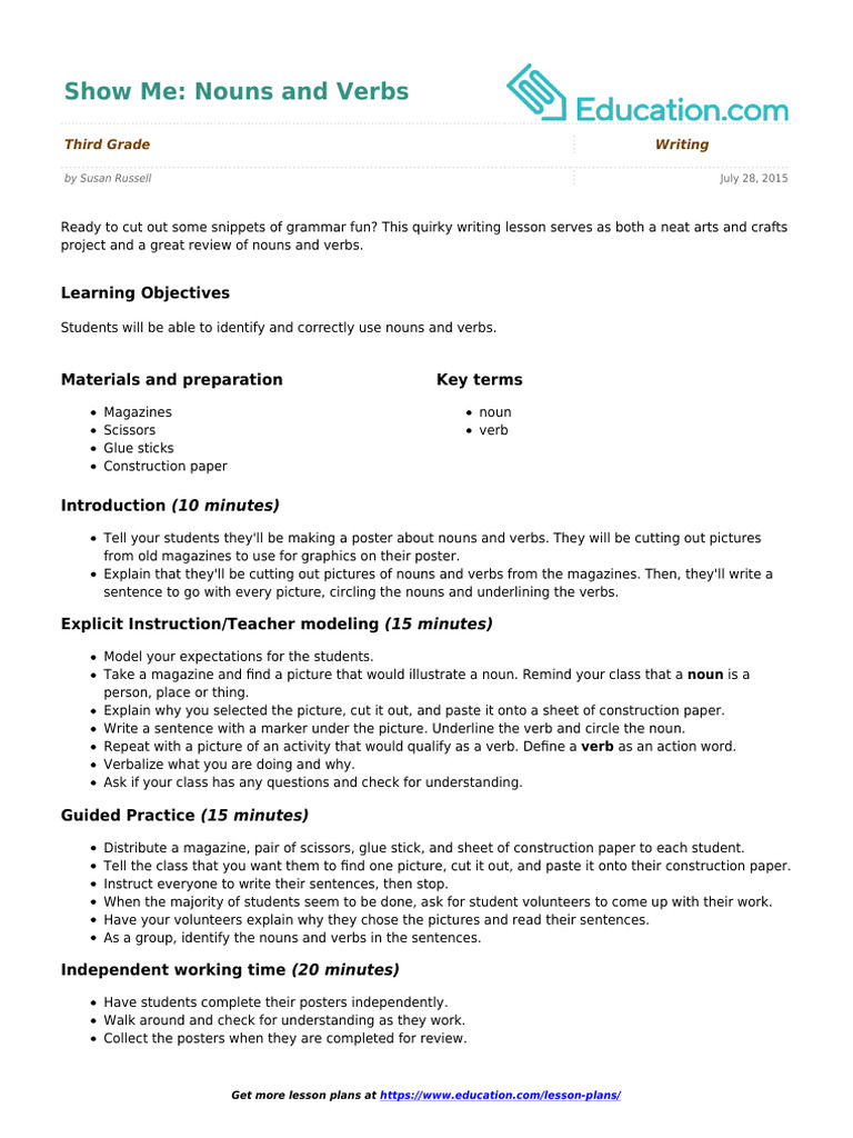 Show Me Nouns and Verbs | PDF | Verb | Noun