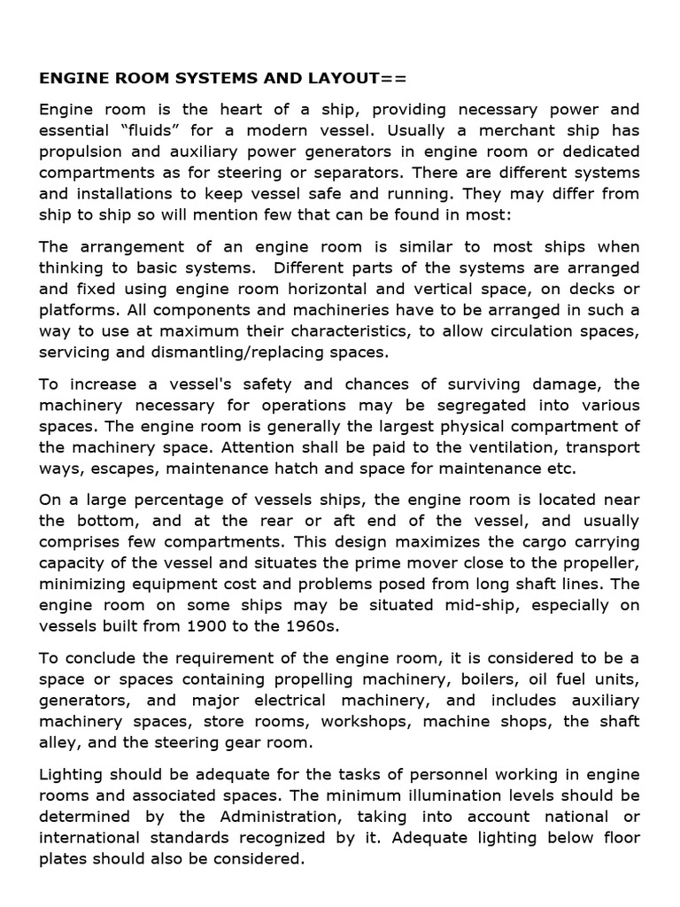 Engine Room Layout | PDF | Mechanical Engineering | Shipping