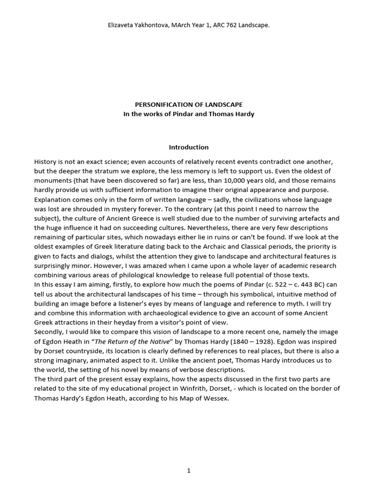 Personification of Landscape in The Works of Pindar and Thomas Hardy | PDF | Twelve Olympians | Zeus