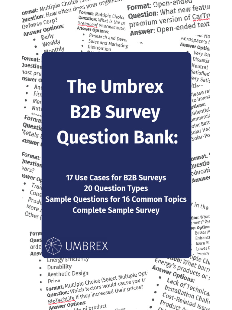 B2B Survey Question Bank Overview | PDF | Customer Satisfaction ...