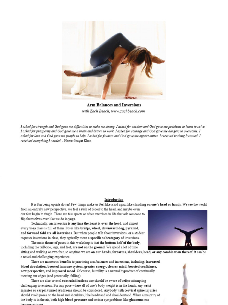 Arm Balances and Inversions Handout | PDF | Hand | Anatomical Terms Of ...