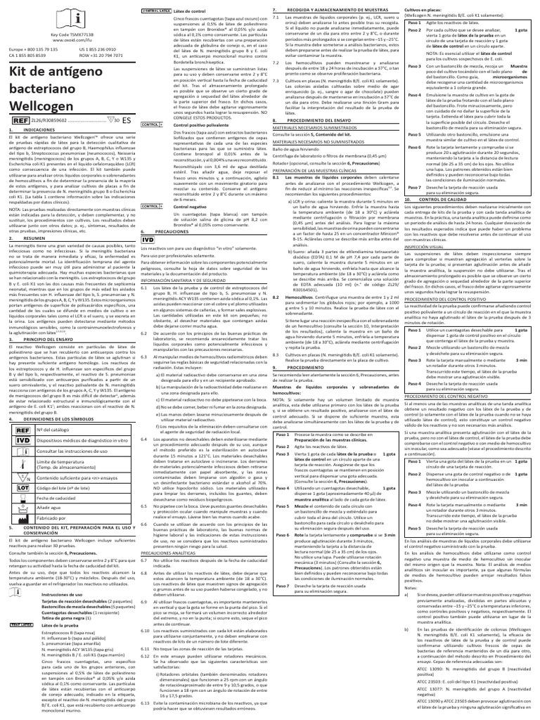 Kit de Antígeno Bacteriano Wellcogen | PDF | Meningitis | Agua