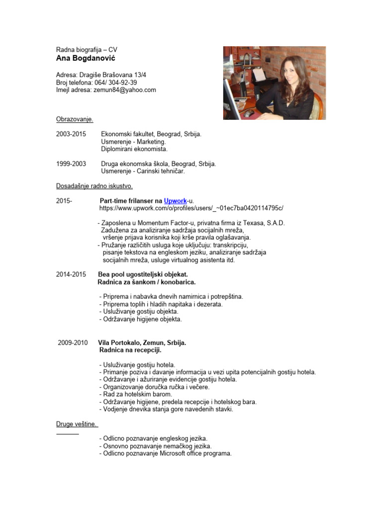 Ana Bogdanović CV2 | PDF