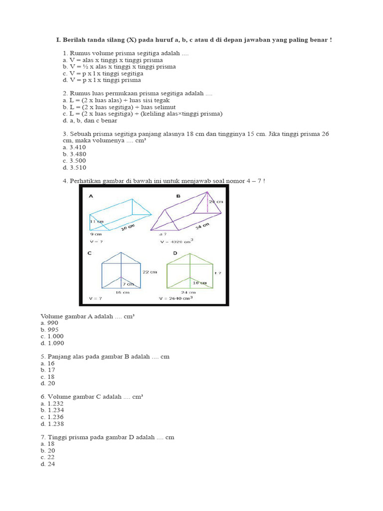 Soal Prisma Segitiga | PDF | Griya & Taman