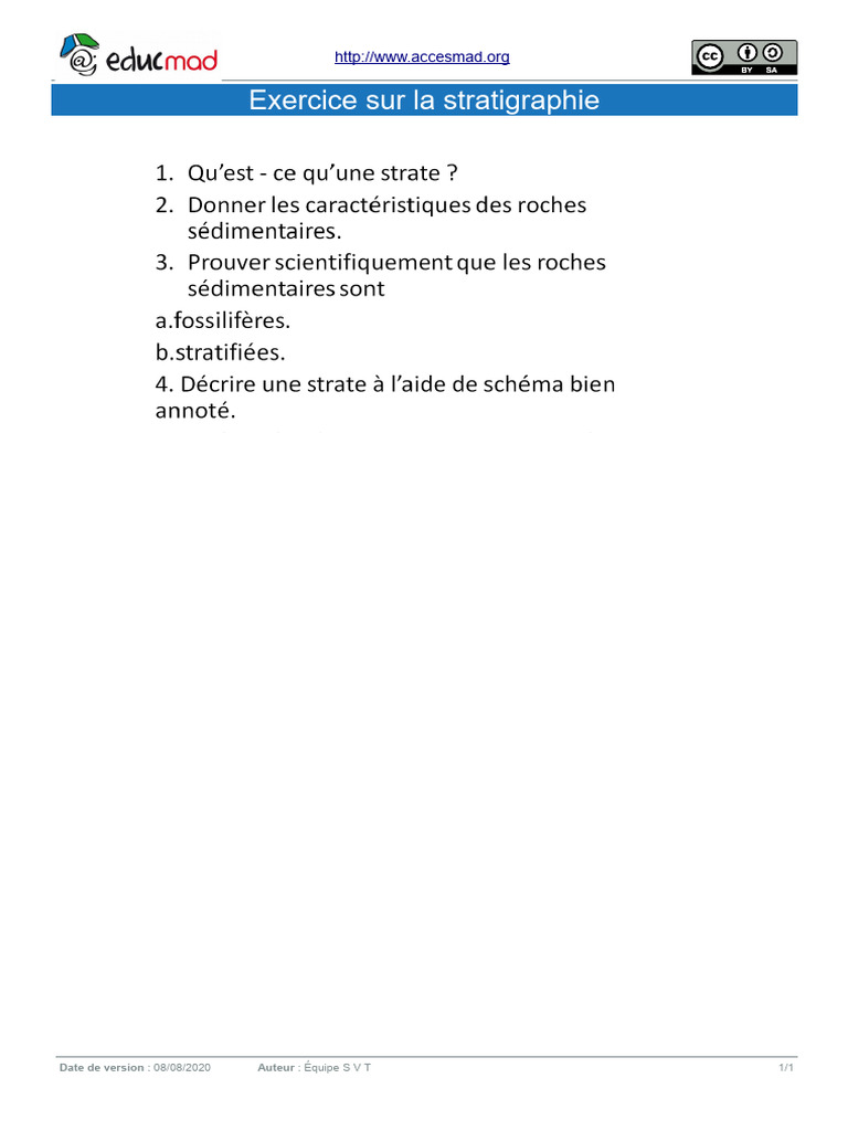 Exercice corrigé de stratigraphie PDF | PDF