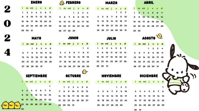 Calendario Anual 2024 Infantil Ilustrado Multicolor | Descargar gratis ...