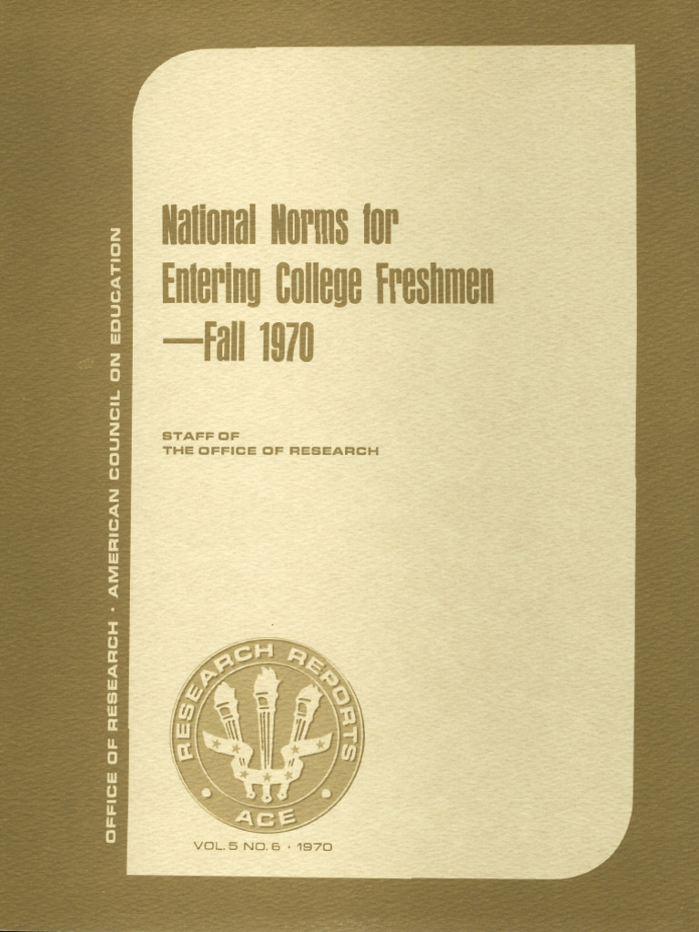 National Norms For Entering College Freshmen 1970 | PDF | Sampling ...