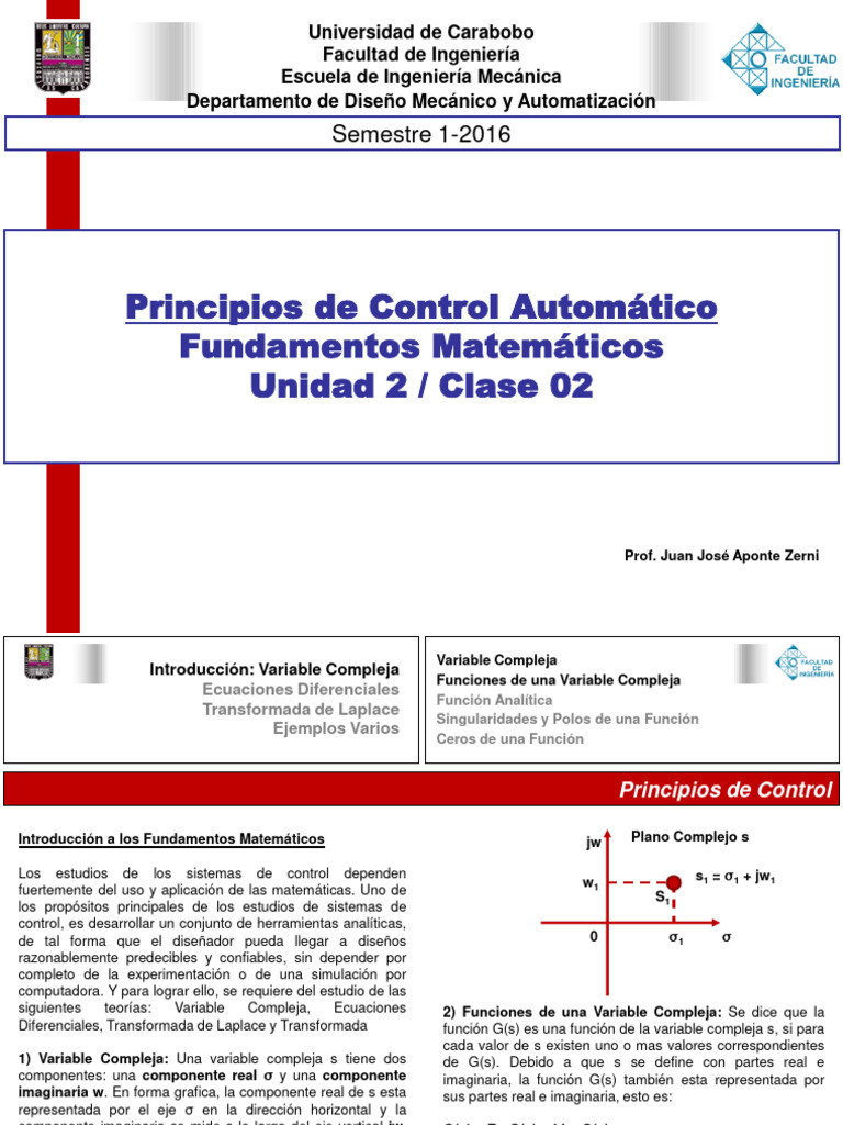Clase II Principios de Control | PDF | Ecuaciones | Ecuaciones diferenciales