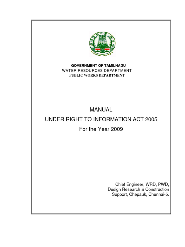 Tamil Nadu RTI Manual 2009 Overview | PDF | Reservoir | Earth Sciences