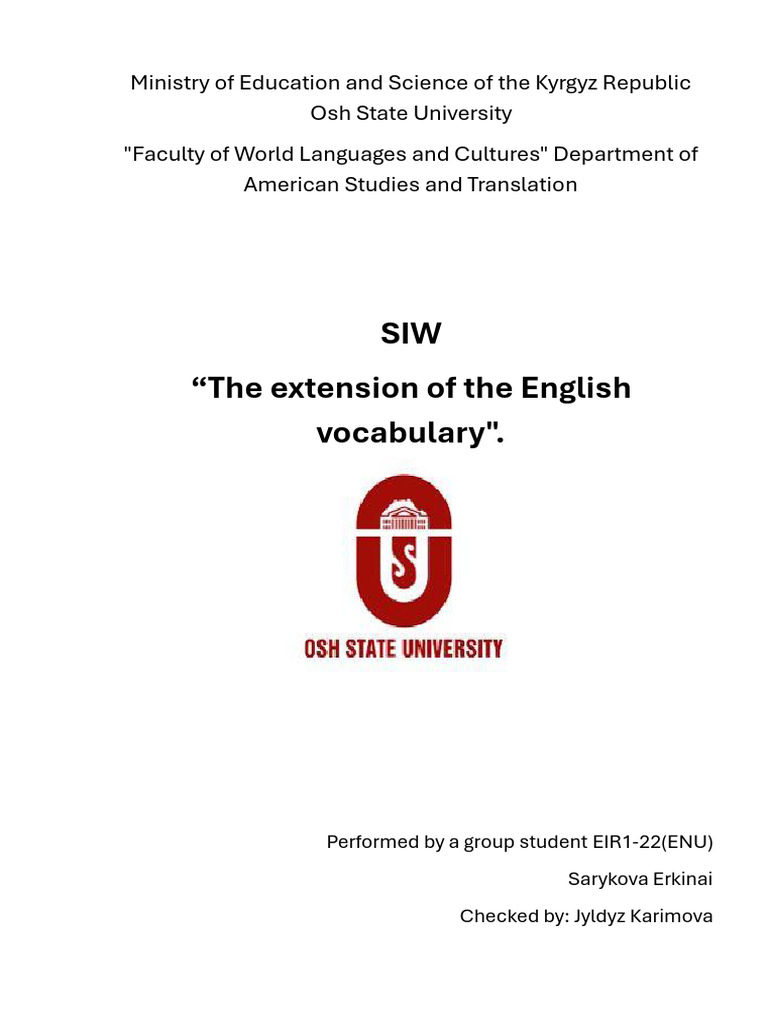SIW, Sarykova | PDF | English Language | Linguistics