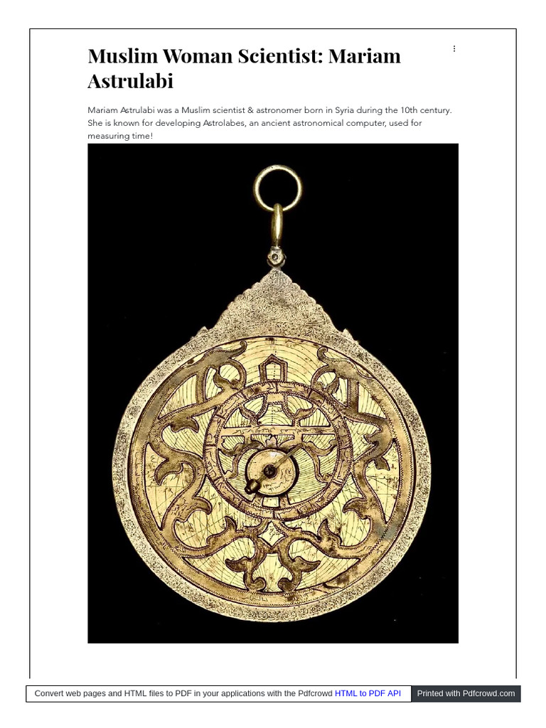 Marium Astrulab - Muslim Woman Scientist | PDF | Astronomy