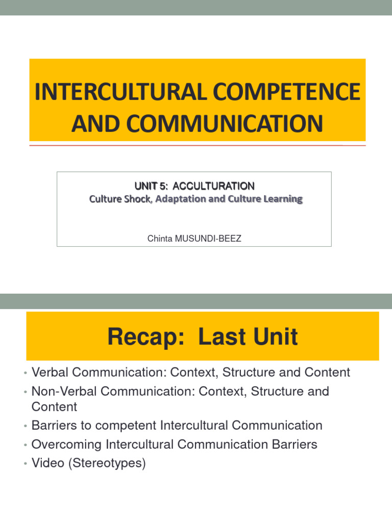 ICC - Unit 5 - Acculturation-Culture | PDF | Cultural Assimilation ...